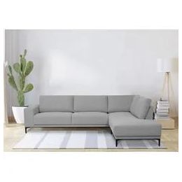 Ecksofa Places of Style "Xander, L-Form" Sofas Gr. B/H/T: 289cm x 85cm x 210cm, Webstoff, Ottomane rechts, grau (warm grau) Breite 289 cm, Webstoff, Soft-Touch Chenille, schwarze Metallfüßen