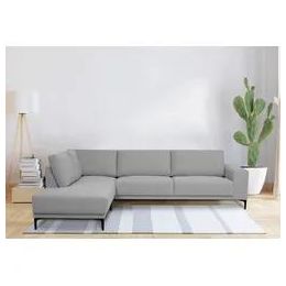 Ecksofa Places of Style "Xander, L-Form" Sofas Gr. B/H/T: 289cm x 85cm x 210cm, Webstoff, Ottomane links, grau (warm grau) Breite 289 cm, Webstoff, Soft-Touch Chenille, schwarze Metallfüßen