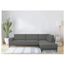 Ecksofa Places of Style "Xander, L-Form" Sofas Gr. B/H/T: 289cm x 85cm x 210cm, Webstoff, Ottomane rechts, grau Breite 289 cm, Webstoff, Soft-Touch Chenille, schwarze Metallfüßen