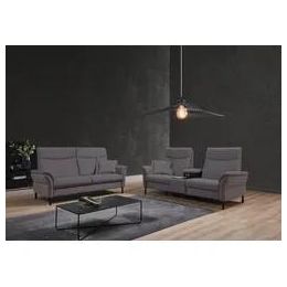 2-Sitzer Places of Style "Sisto, inklusive 2x Relaxfunktion motorisch mit Herz-Waage-Beschlag" Sofas Gr. B/H/T: 202 cm x 108 cm x 94 cm, Easy care, mit Relaxfunktion beidseitig, grau Zwischenelement mit Tisch, Steckdose & USB-Ladestation