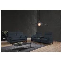 2-Sitzer Places of Style "Sisto, inklusive 2x Relaxfunktion motorisch mit Herz-Waage-Beschlag" Sofas Gr. B/H/T: 202 cm x 108 cm x 94 cm, Flachgewebe, mit Relaxfunktion beidseitig, grau (anthrazit) Zwischenelement mit Tisch, Steckdose & USB-Ladestation