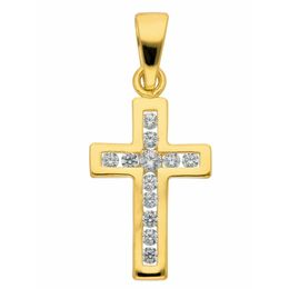 Adelia´s Ketten-Anhänger ADELIA´S "375 Gold Kreuz Anhänger mit Zirkonia" Schmuckanhänger Gr. Damen, mit Zirkonia, Gelbgold 375, goldfarben (gold) Damen mit Zirkonia Goldschmuck für & Herren