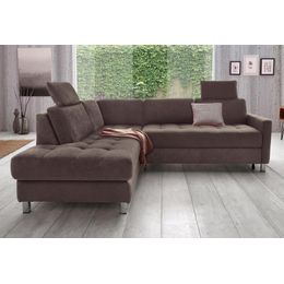 Sit & More Ecksofa SIT & MORE, B:233cm H:78cm T:196cm, braun, Struktur fein (100% Polyester);Struktur (100% Polyester), Wohnzimmer, Sofas, "Pablo L-Form",