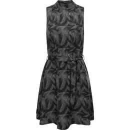 Blusenkleid Ragwear "Angyc Organic" Gr. M (38), Normalgrößen, schwarz Damen Kleider Minikleider hochgeschlossenes Sommerkleid mit Bindeband
