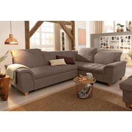 Ecksofa Home Affaire, B:275cm H:81cm T:214cm, braun, Luxus-Microfaser Lederoptik (100% Polyester);Microfaser PRIMABELLE (100% Polyester);Feinstruktur