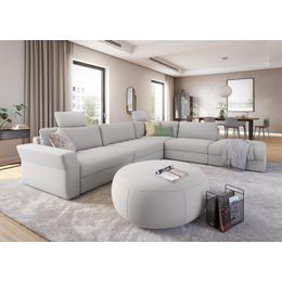 Sit & More Ecksofa SIT & MORE, B:356cm H:80cm T:292cm, silber, Samtoptik (100% Polyester);Soft clean (98% Polyester, 2% Polyamid);Struktur fein (100%