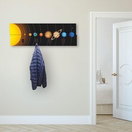 Garderobenleiste Artland "Vector Sonnensystem mit Planeten" Garderobenhalter Gr. B/H/T: 90 cm x 30 cm x 2,8 cm, bunt teilmontiert