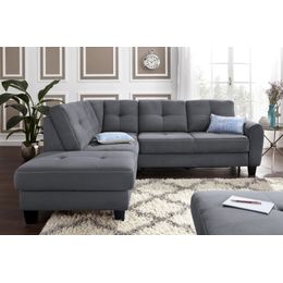 Sit & More Ecksofa SIT & MORE, B:240cm H:91cm T:214cm, grau, Luxus-Microfaser (100% Polyester)IStruktur fein (100% Polyester)IFlachgewebe (95% Polyester, 5%