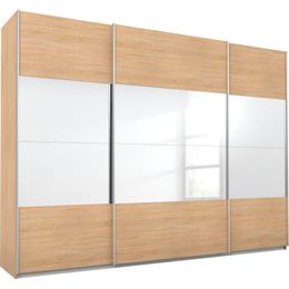 Schwebetürenschrank Rauch, B:315cm H:230cm T:62cm, braun, Schränke, "Quadra", mit Spiegelelementen