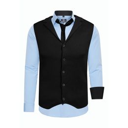 Langarmhemd Rusty Neal Gr. 4XL, EURO-Größen, blau (hellblau) Herren Hemden bestehend aus Hemd, Weste und Krawatte