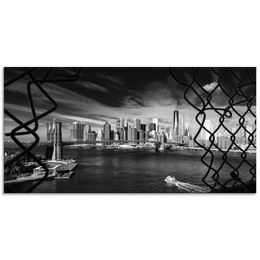 Glasbild Artland "Brooklyn Bridge New York I" Bilder Gr. B/H: 60 cm x 30 cm, Glasbild Amerika Querformat, 1 St., schwarz Glasbilder in verschiedenen Größen