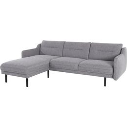 Ecksofa Andas, B:239cm H:81cm T:166cm, grau, Struktur weich (100% Polyester);Luxus-Microfaser Lederoptik (100% Polyester);100% NaturLEDER,