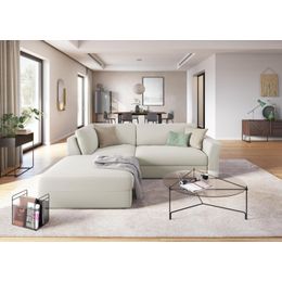 Sit & More Ecksofa SIT & MORE, B:243cm H:80cm T:198cm, beige, Samtoptik (100% Polyester);Soft clean (98% Polyester, 2% Polyamid);Struktur fein (100% Polyester),