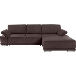 Sit & More Ecksofa SIT & MORE, B:282cm H:80cm T:162cm, braun, Kunstleder SOFTLUX;Struktur ( 100% Polyester);Struktur fein ( 90% Polyester; 10%