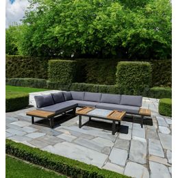 Gartenlounge-Set Garden Pleasure "Lounge-Gruppe »MERIDA«" Sitzmöbel-Sets braun (braun, grau, schwarz) 1 Ecklounge, Tisch LxB: 110x65 cm