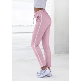Lascana Damen Jogger Pants, Gr. 32, rosa, Sweatware, Obermaterial: 70% Viskose, 25% Polyamid, 5% Elasthan, unifarben, Basic, Hosen, mit sportlichen