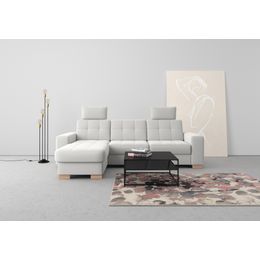 Sit & More Ecksofa SIT & MORE, B:252cm H:82cm T:161cm, silber, Wohnzimmer, Sofas, "Quincy L-Form", wahlweise mit Bettfunktion und Bettkasten