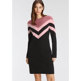 Strickkleid Tamaris Gr. 34, N-Gr, rosa (rosa bordeau x schwarz) Damen Kleider Freizeitkleider mit Streifen-Muster