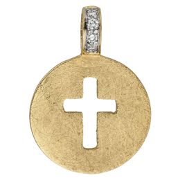 Jobo Damen Kettenanh&auml;nger "Anh&auml;nger Kreuz", SI = kleine Einschl&uuml;sse, Diamanten Gelbgold 585, gelb, Diamanten, Gelbgold 585, Schmuckanh&auml;nger, 585 Gold