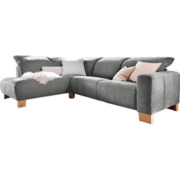 Ecksofa Home Affaire, B:281cm H:85cm T:220cm, grau, Korpus/Basismaterial: 85% Polyester, 15% Viskose. Sitzfläche: 85% Polyester, 15% Viskose,