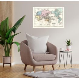 queence Wandsticker "The Earth" Wandtattoos Selbstklebend, kinderleichte Anbringung Gr. B/H/T: 150 cm x 90 cm x 0,1 cm, Weltkarte, beige