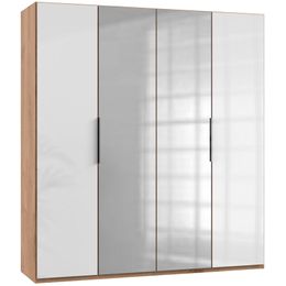 Kleiderschrank wimex, B:200cm H:216cm T:58cm, braun, Schlafzimmer, Schränke, "Level by fresh to go", mit Glas- und Spiegeltüren