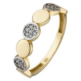 Jobo Damen Fingerring, 50, Gelbgold 333, gold, Gelbgold 333, Fingerringe, 333 Gold bicolor mit 21 Zirkonia