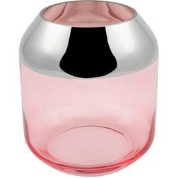 Teelichthalter Fink "SMILLA" Kerzenhalter Gr. H: 20,6 cm, rosa (rosa, silberfarben) Windlichter Laternen Aus mundgeblasenem Glas