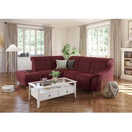 Ecksofa Home Affaire, B:272cm, rot, Struktur (100% Polyester);Luxus-Microfaser Florence (100% Polyester);Chenille (100% Polyester);NaturLEDER (reines