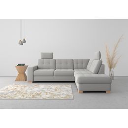 Sit & More Ecksofa SIT & MORE, B:249cm H:82cm T:213cm, silber, Wohnzimmer, Sofas, "Quincy L-Form", wahlweise mit Bettfunktion und Bettkasten