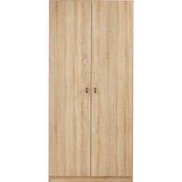 Kleiderschrank Rauch "Bergheim", braun (struktureichefarben hell), B:92cm H:197cm T:54cm, Schränke, Drehtürenschrank, abschließbar