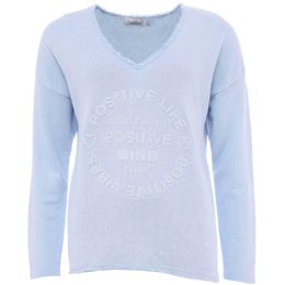 Sweatshirt Zwillingsherz Gr. LXL, blau (hellblau) Damen Sweatshirts V-Ausschnitt im Used-Look leicht ausgefranst