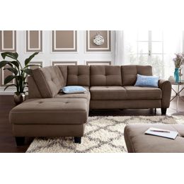Sit & More Ecksofa SIT & MORE, B:240cm H:91cm T:214cm, braun, Luxus-Microfaser (100% Polyester)IStruktur fein (100% Polyester)IFlachgewebe (95% Polyester, 5%