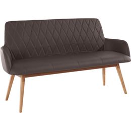 Sitzbank Home Affaire "Brest", braun (braun, natur), B:160cm H:88cm T:60cm, Leder, Sitzbänke, Sitzbank Essbank Polsterbank, Schuhbank, Garderobenbank, Bank Breite 160 cm