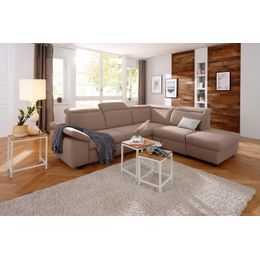 Ecksofa Home Affaire, B:276cm T:232cm, braun, Struktur fein (100% Polyester);Luxus-Microfaser Lederoptik (100% Polyester);Soft clean (98% Polyester,