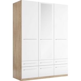 Drehtürenschrank Priess "Barcelona" Schränke Gr. B/H/T: 140 cm x 193 cm x 54 cm, mit Spiegel, mit Beleuchtung, 3 St., weiß (struktureichefarben hell, weiß) in vielen Farben und Ausführungen