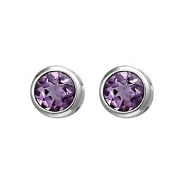 Jobo Damen Paar Ohrstecker, 6,3mm, Silber 925 (Sterlingsilber), silber, Silber 925 (Sterlingsilber), Ohrringe, 925 Silber mit Amethyst