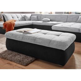 Hocker DOMO collection, B:136cm H:43cm T:64cm, silber, Microfaser PRIMABELLE (100% Polyester) / Struktur (90% Polyester, 10% Polyacryl);Kunstleder