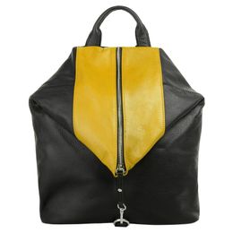 CLUTY Damen Cityrucksack, gelb, Leder, Rindsleder, unifarben, Rucksäcke, echt Leder, Made in Italy