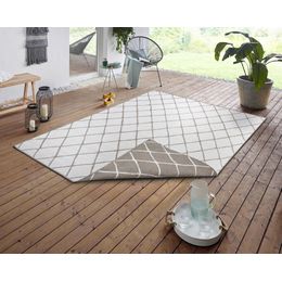 Teppich NORTHRUGS "Malaga Wendeteppich" Teppiche Gr. B/L: 200 cm x 290 cm, 5 mm, 1 St., weiß (linen white) In-& Outdoor, Wetterfest, Balkon, Garten, Wohnzimmer, Wasserfest