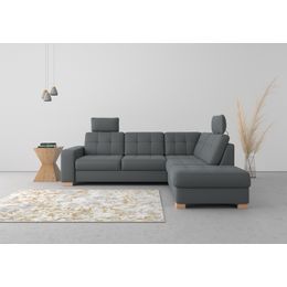 Sit & More Ecksofa SIT & MORE, B:249cm H:82cm T:213cm, grau, Wohnzimmer, Sofas, "Quincy L-Form", wahlweise mit Bettfunktion und Bettkasten