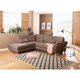 Ecksofa Home Affaire, B:259cm H:89cm T:225cm, braun, Struktur fein (100% Polyester);Struktur (100% Polyester);Luxus-Microfaser Lederoptik (100%