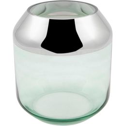 Teelichthalter Fink "SMILLA" Kerzenhalter Gr. H: 20,6 cm, bunt (grün, silberfarben) Windlichter Laternen Aus mundgeblasenem Glas