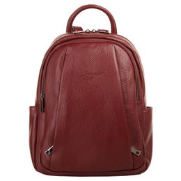Samantha Look Cityrucksack, rot, Leder, Rindsleder, Strukturmuster, Rucksäcke, echt Leder, Made in Italy