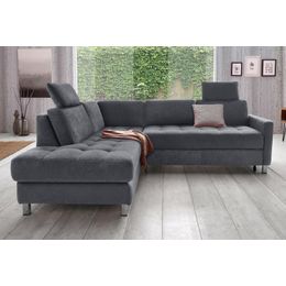 Sit & More Ecksofa SIT & MORE, B:233cm H:78cm T:196cm, grau, Struktur fein (100% Polyester);Struktur (100% Polyester), Wohnzimmer, Sofas, "Pablo L-Form",