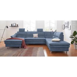 Sit & More Wohnlandschaft SIT & MORE, B:324cm H:90cm T:90cm, blau, Luxus-Microfaser 1 (100% Polyester);Luxus-Microfaser 2 (100% Polyester);Luxus-Microfaser