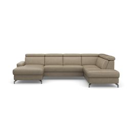 Sit & More Wohnlandschaft SIT & MORE, B:333cm T:226cm, beige, Sofas, "Scarlett U-Form", inklusive Kopfteilverstellung, wahlweise mit Bettfunktion, Bettkasten