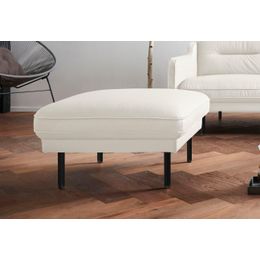 Hocker Andas, B:79cm H:45cm T:79cm, beige, Struktur weich (100% Polyester);Luxus-Microfaser Lederoptik (100% Polyester);100% NaturLEDER, Wohnzimmer,