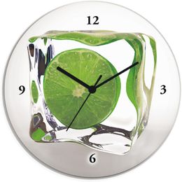 Wanduhr Artland "Limette im Eiswürfel" Wanduhren Gr. T: 1,8 cm, Funkuhr, grün Wanduhren wahlweise mit Quarz- oder Funkuhrwerk, lautlos ohne Tickgeräusche