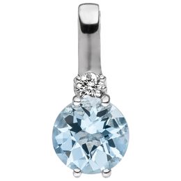 Ketten-Anhänger Jobo "Anhänger mit Aquamarin und Diamant" Schmuckanhänger Gr. SI = kleine Einschlüsse, Weißgold 585-Diamanten, weiß (weißgold 585) Damen 585 Weißgold